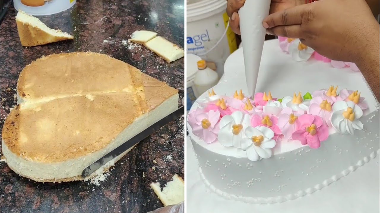 Engagemen Cake Design | 5 Kg Heart Shape Cake Decoration - YouTube