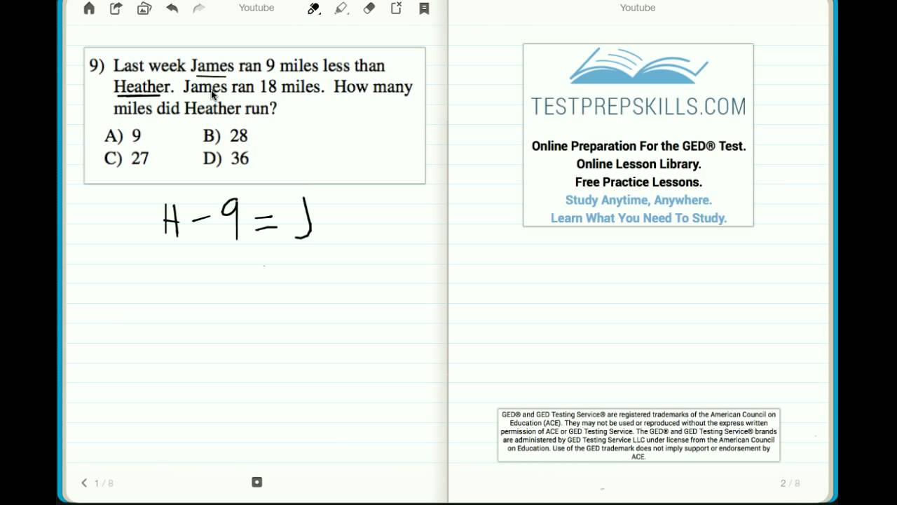 2013 GED® Test Daily Prep: Algebra Word Problem - YouTube