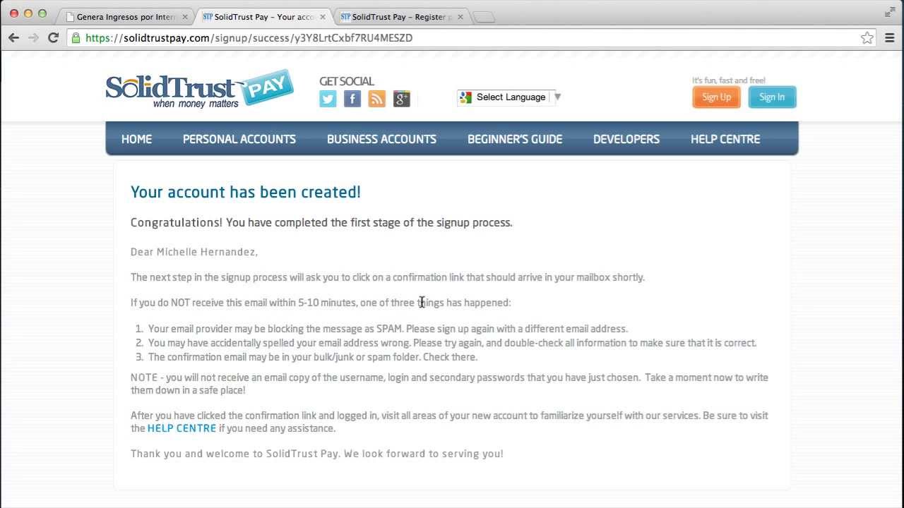 Como crear una cuenta en Solid trust pay - YouTube