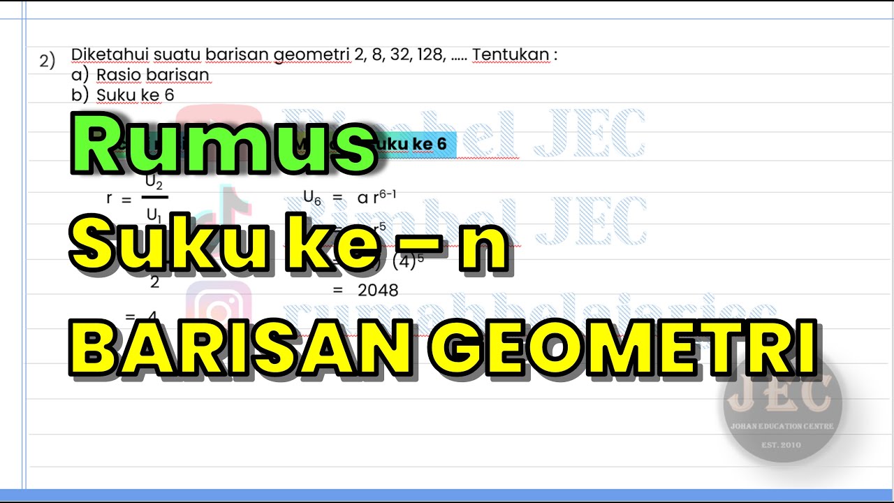 Rumus suku ke- n ( Un ) barisan geometri#matematika #barisangeometri ...