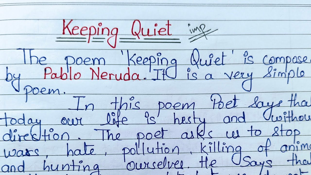 keeping quiet central idea class 12/central idea keeping quiet poem ...