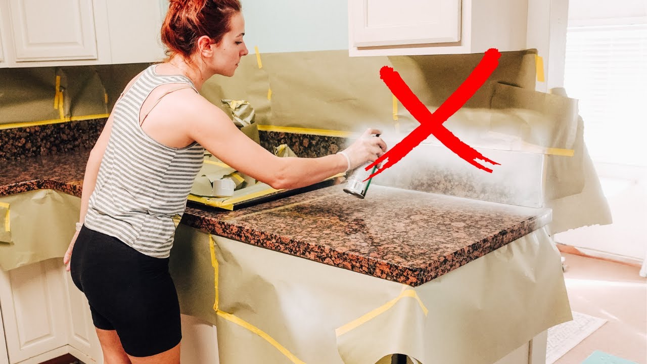 I SPRAY PAINTED MY GRANITE COUNTERTOPS! WHAT HAPPENED! #FAIL - YouTube