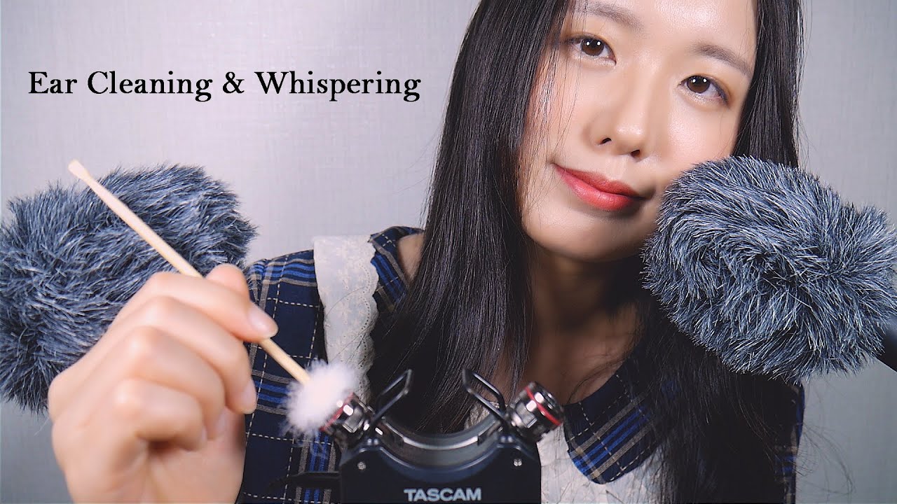 ASMR Ear Cleaning & Whispering Korean | Fluffy Earpick | Tascam + Rode ...