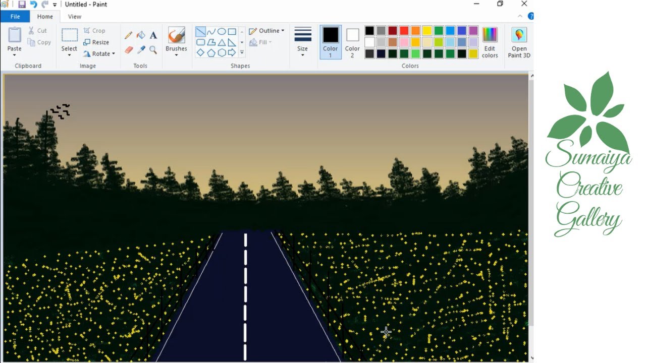 How to Draw a Road by MS Paint || Easy Road Drawing with Computer - YouTube