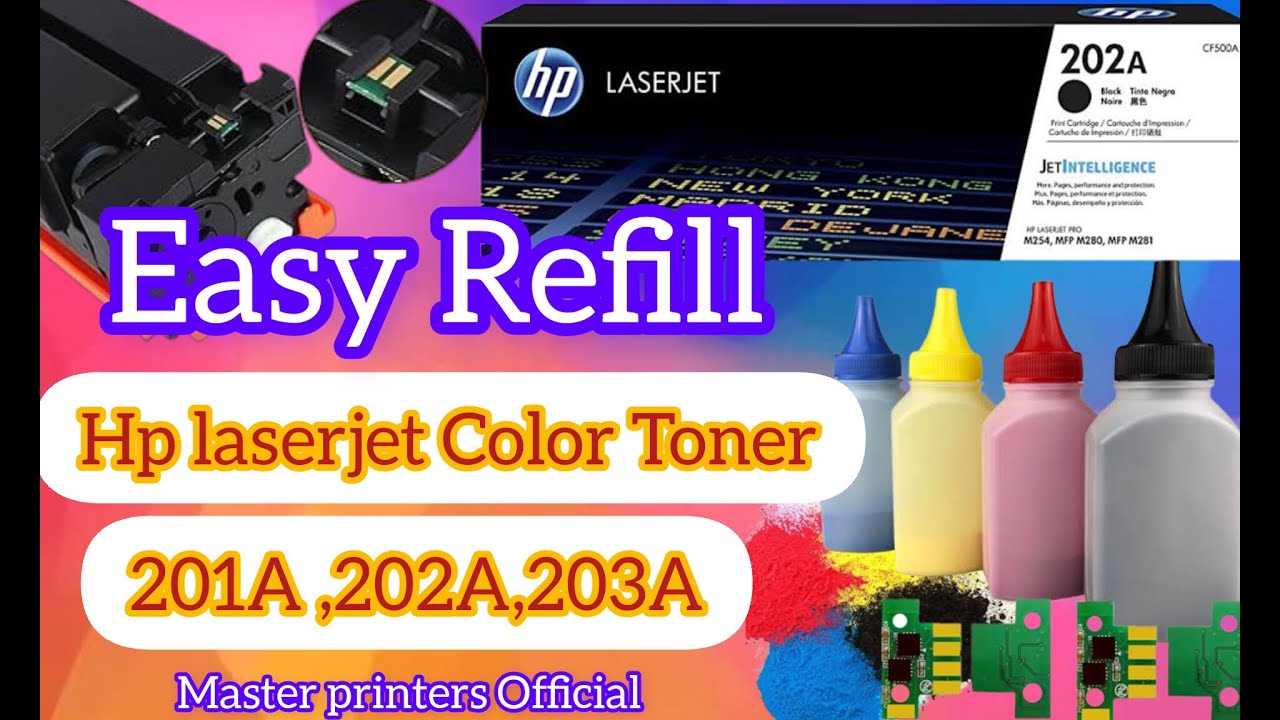 How to Color Toner Refill || Hp lj Printers || 252 +254 || 201a || 202a ...