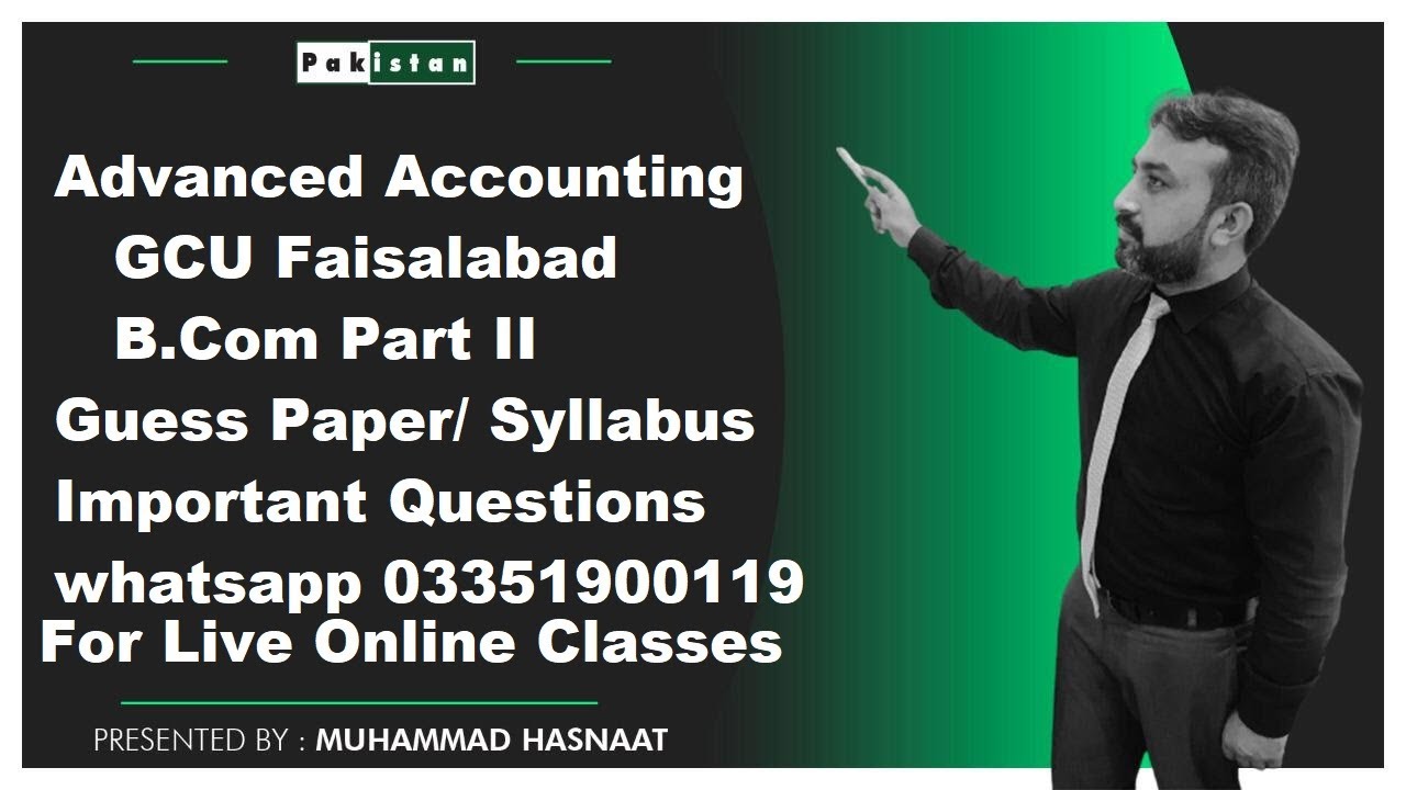 B.COM PART 2 Advanced Accounting GCU GUESS PAPER || B.com part 2 ...