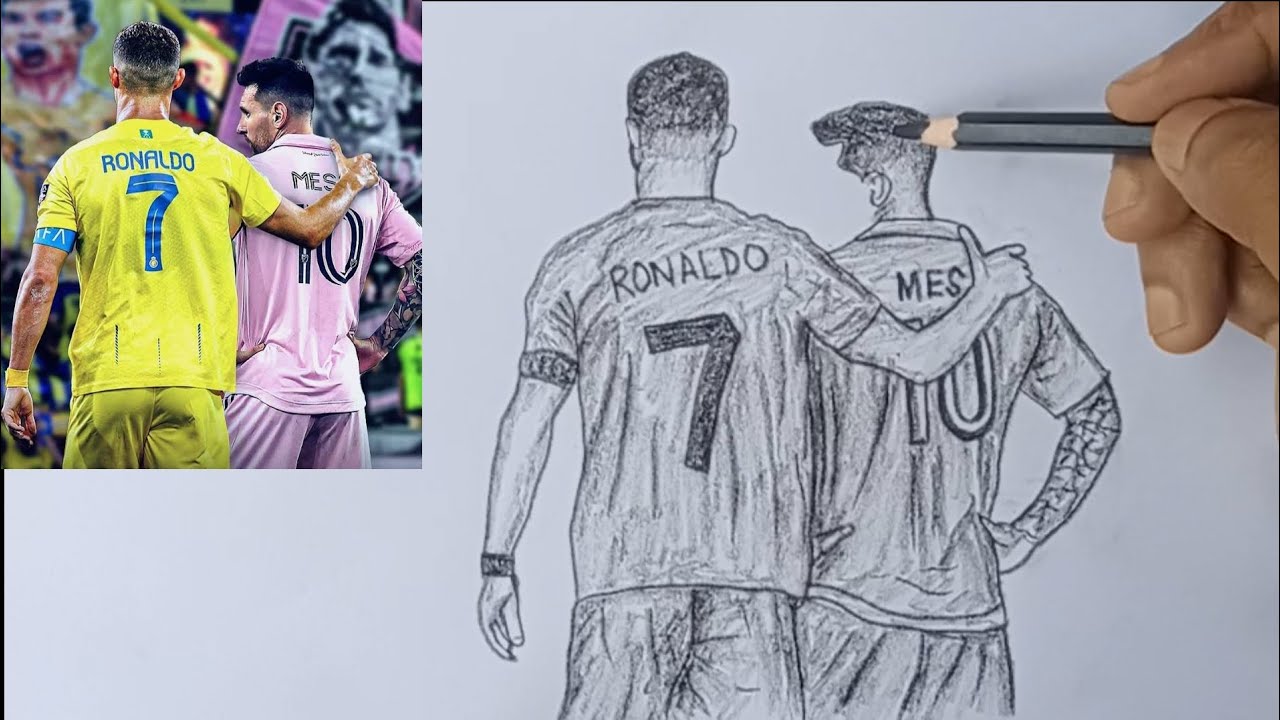 Realistic Portrait Drawing Tutorial: Cristiano Ronaldo and Lionel Messi - YouTube