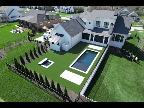 Modern style backyard with pool and hot tub installation (start to finish)