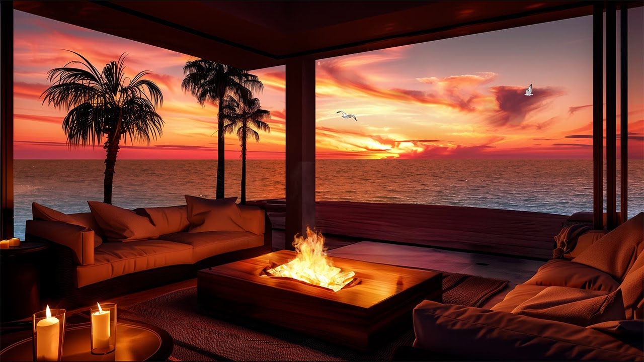 Seaside Night Jazz Ambience on the Beach in Cozy Porch Setting with ...