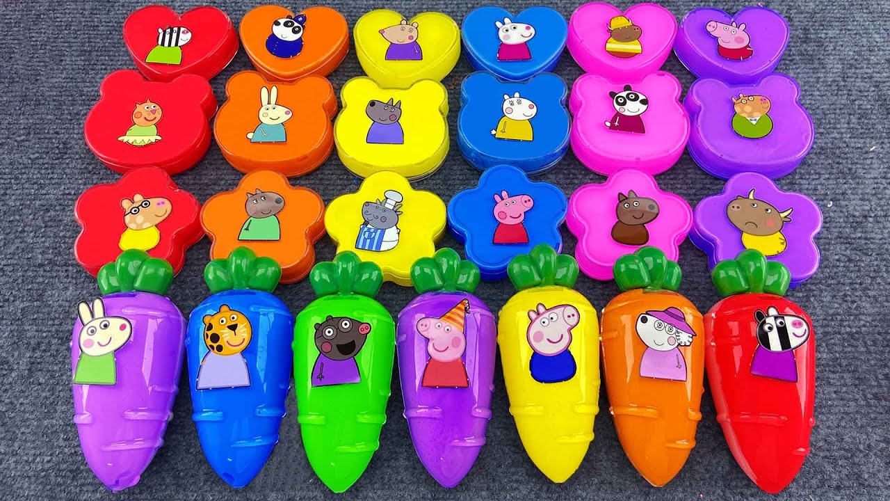 SLIME Peppa Pig Toys | Go Find PEPPA PIG Slime Mixing Eggs Random Cute ...