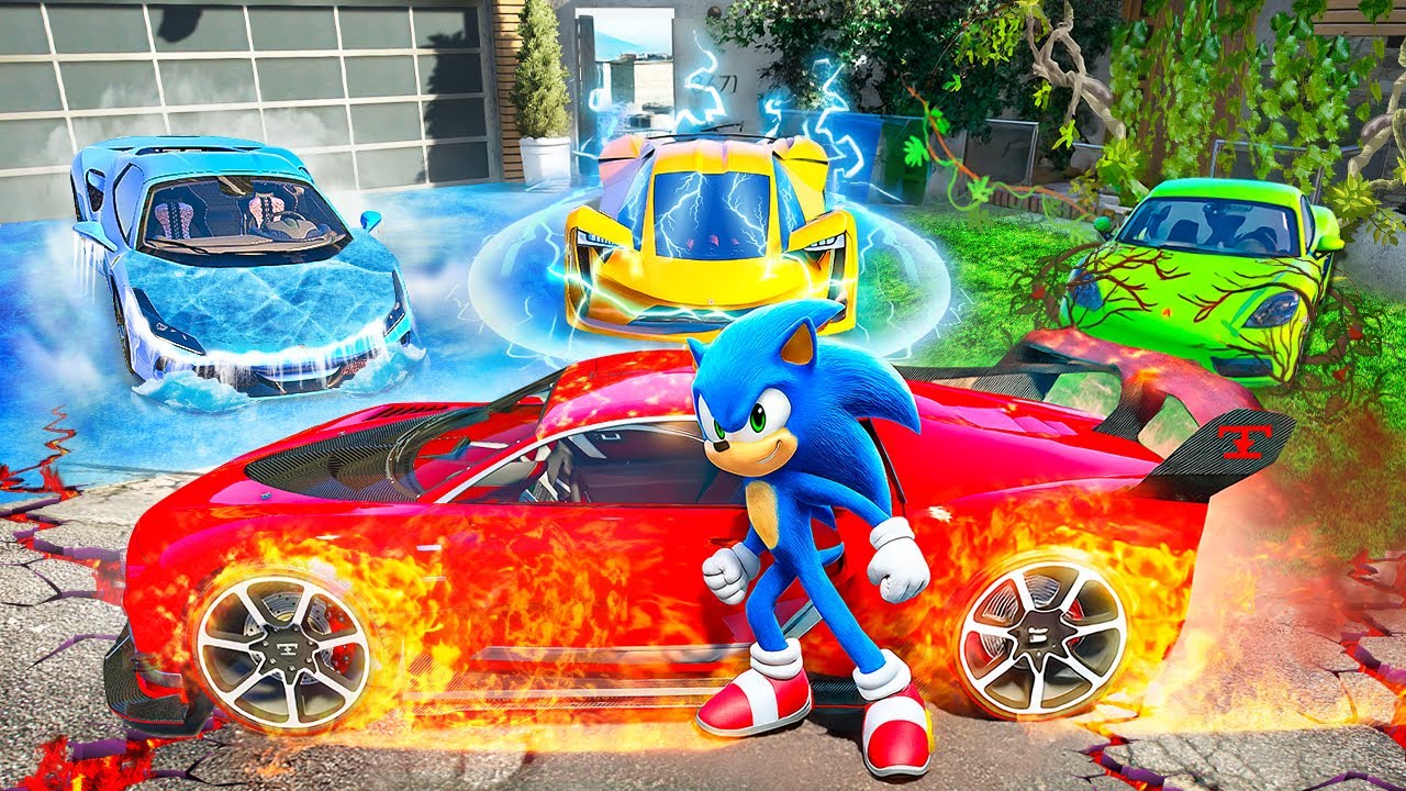 Collecting SECRET ELEMENTAL CARS with SONIC in GTA 5! - YouTube