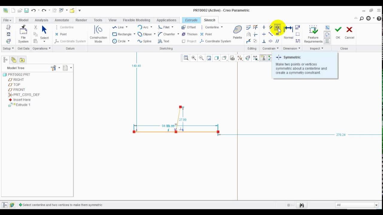 PTC CREO Tutorial : SYMMETRY COMMAND - YouTube
