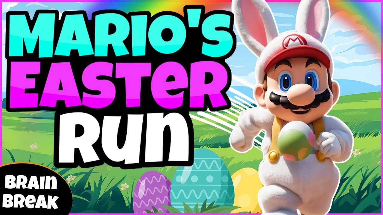 🌸 Mario's Easter Run 🌸 | Fitness Run | Brain Break | Mini-Games ...