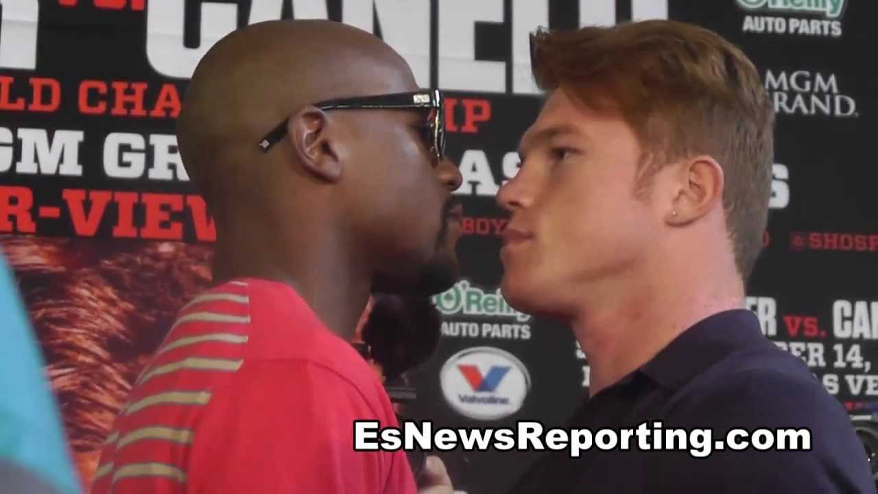 Mayweather vs Canelo Mean Face to Face - YouTube