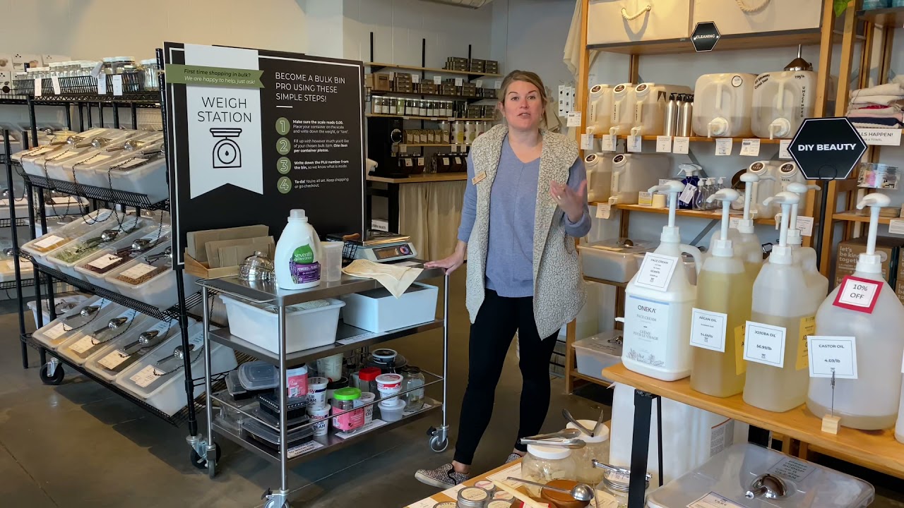 How to Shop in Bulk and Tare the Weight of Different Containers - YouTube