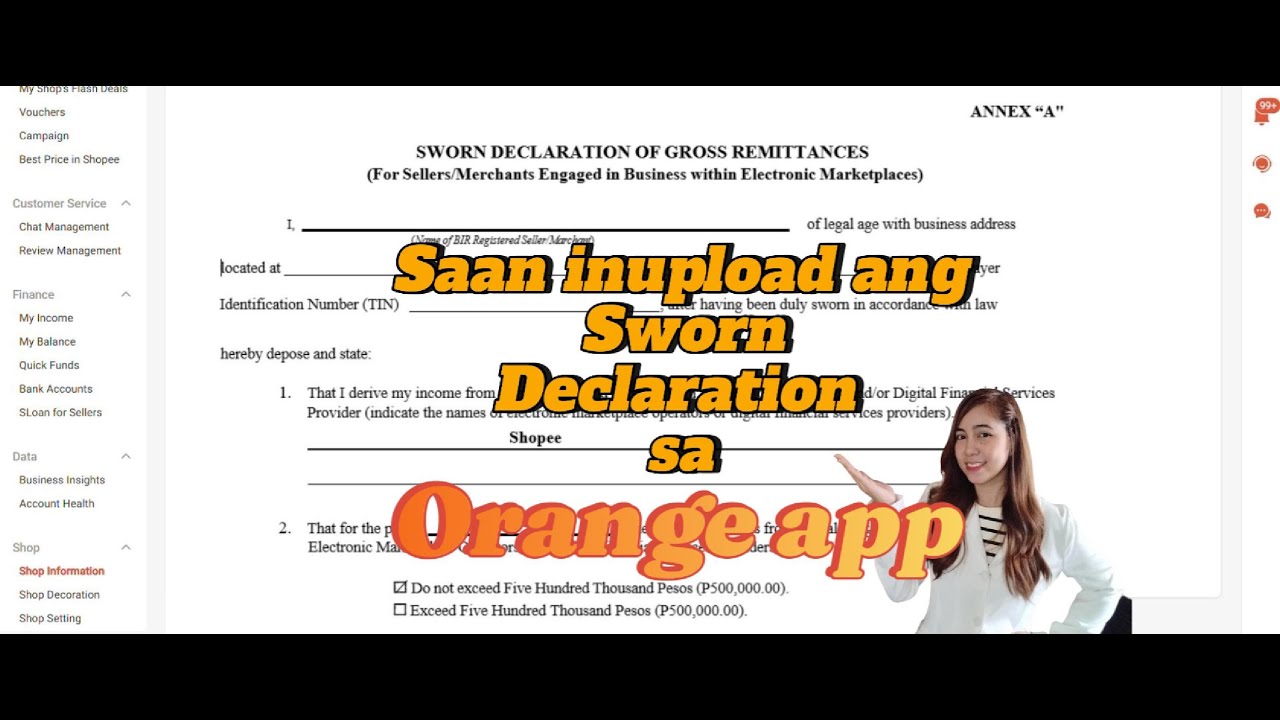 Paano iupload ang Sworn Declaration of Gross Remittances sa Shopee # ...