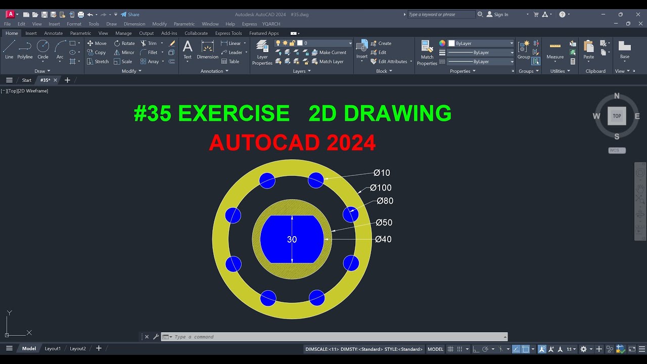 AutoCAD 2D Exercise #35 - The Ultimate Quick & Easy Guide! - YouTube
