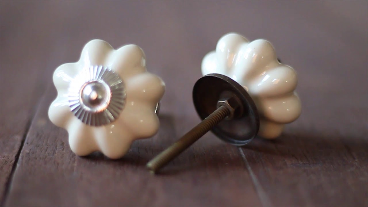 BPCK 043 - Cream Colored Flower Cabinet Knob - YouTube