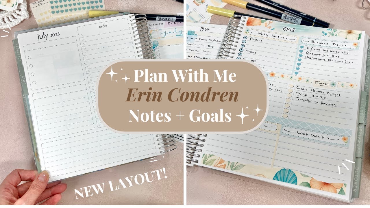 NEW LAYOUT Erin Condren Dashboard Plan With Me Notes + Goals Page Setup ...