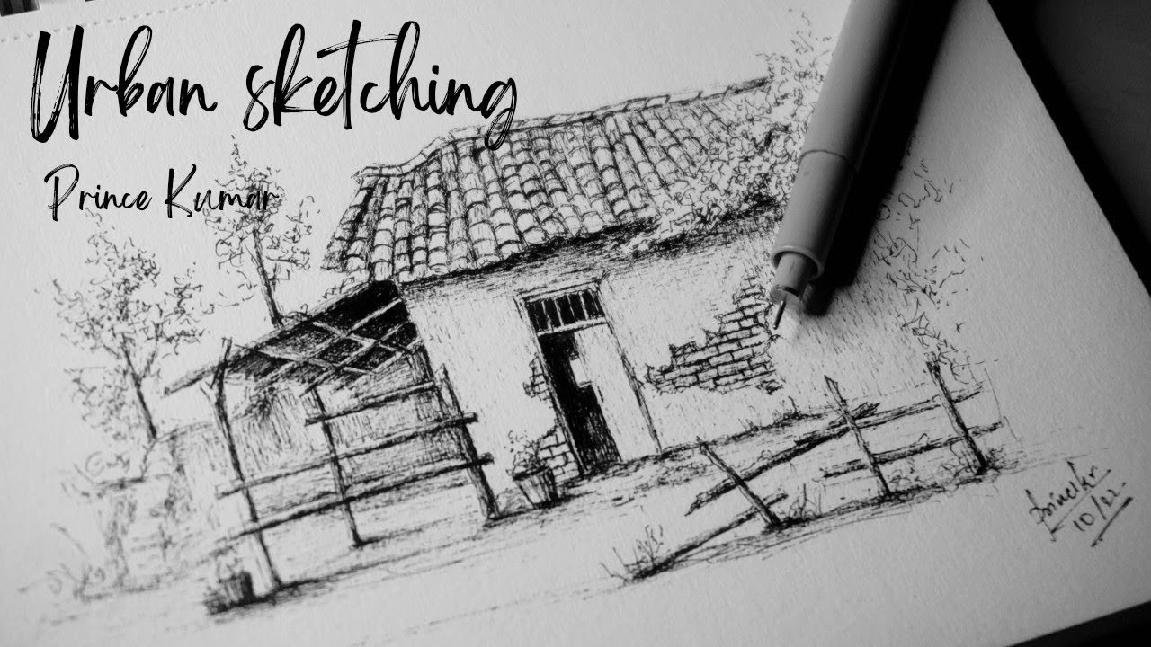 URBAN SKETCHING | Rural/Urban drawing using pen. #ruraldrawing #drawing ...