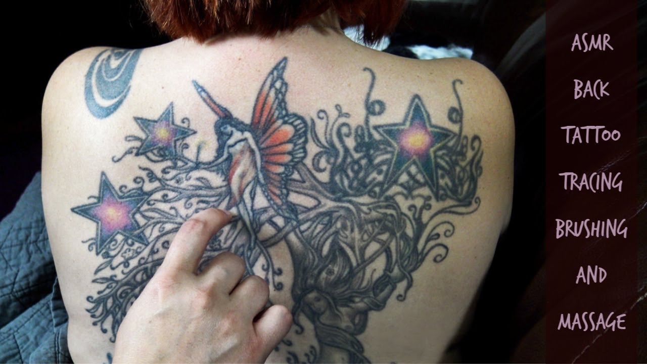 ASMR BACK TATTOO TRACING & MASSAGE | SKIN BRUSHING | BACK SCRATCHING ...