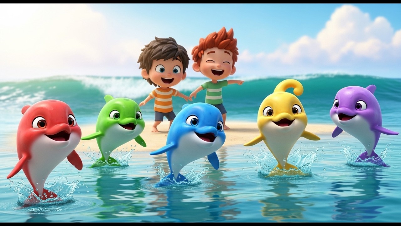 Cinco Pequeños Delfines Bebés Splash Splash Splash | Canción Marina y ...