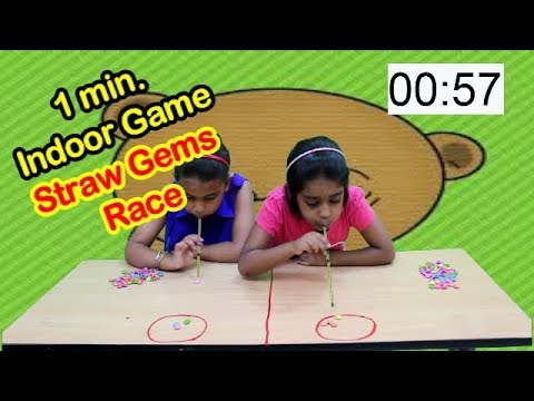 One minute Indoor Game Straw Gems Race/Indoor party games for kids ...