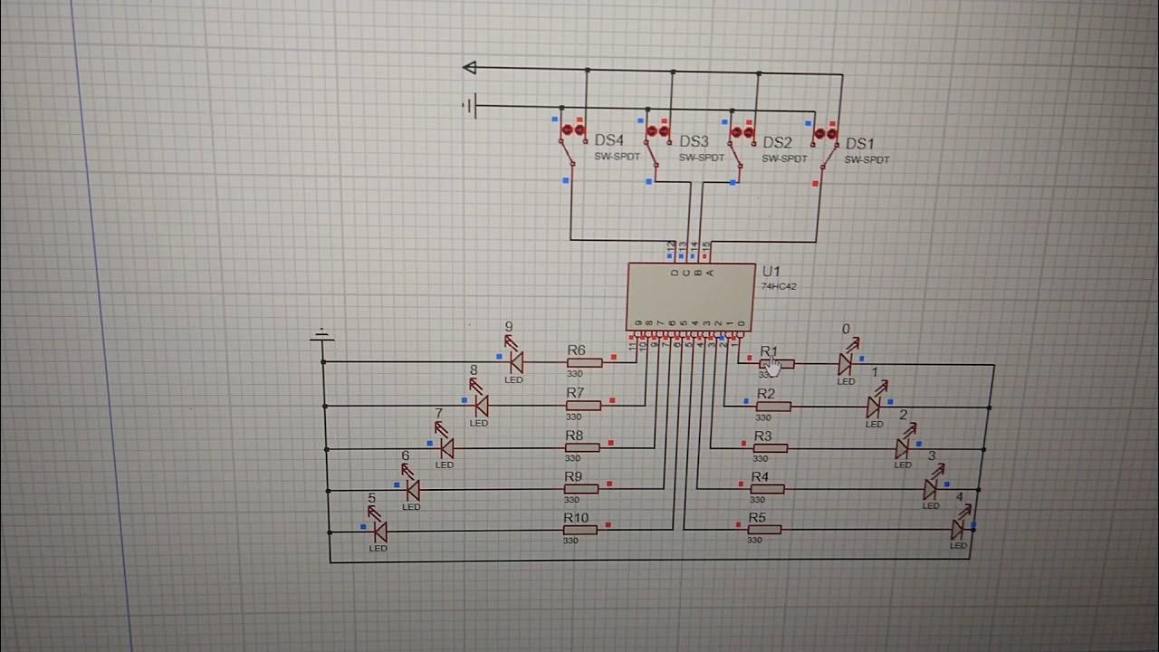 BCD to decimal decoder 74HC42 in Proteus - UPY - YouTube
