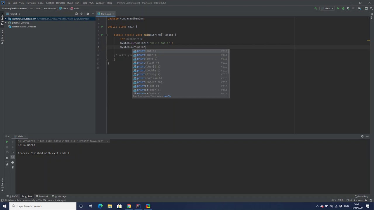 Java Printing Out Statements To The Console Basic Variables Youtube
