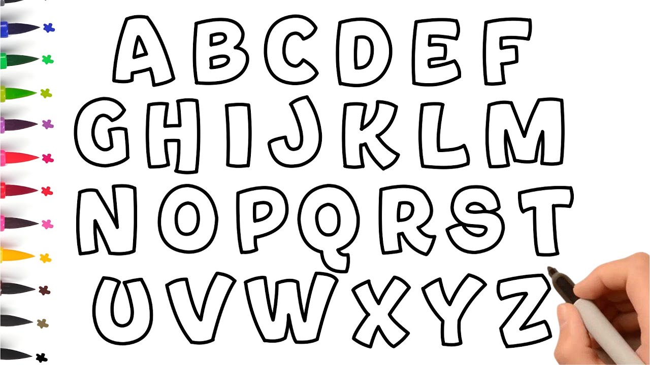 How To Draw Alphabet Letters A To Z - ABC Drawing And Coloring ...