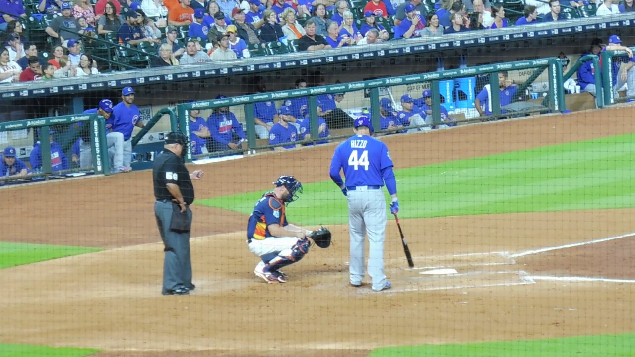 Anthony Rizzo at bat (1st base view)...Cubs vs. Astros...3/30/17 - YouTube