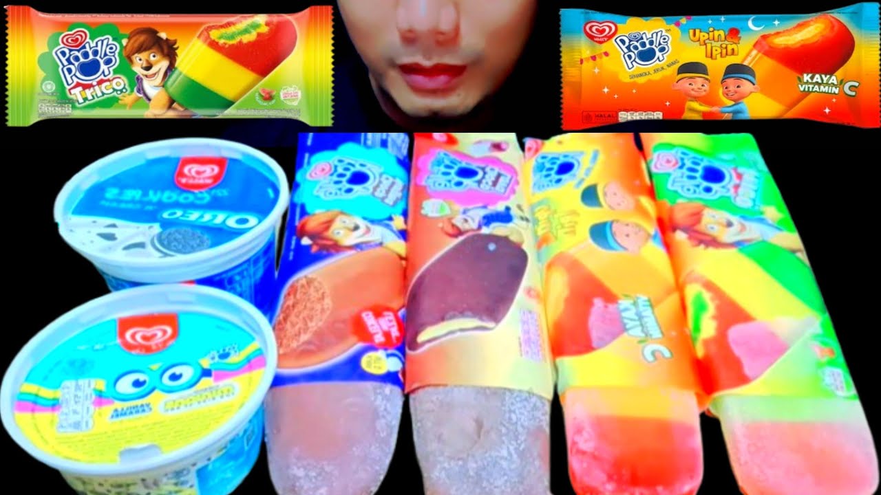 ASMR ICE CREAM PADDLE POP🌈🤎 UPIN IPIN, TRICO, CHOCO LAVA, CHOCO MAGMA ...