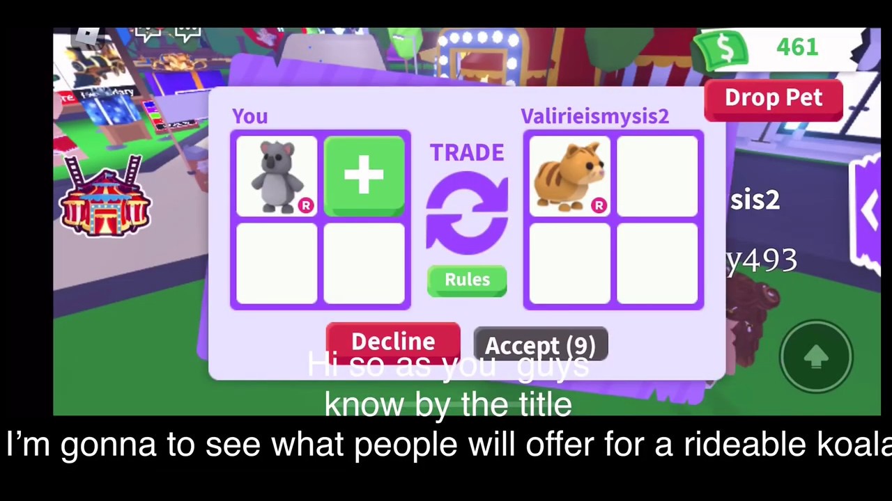 Seeing what people will trade for a rideable koala in adopt me - YouTube