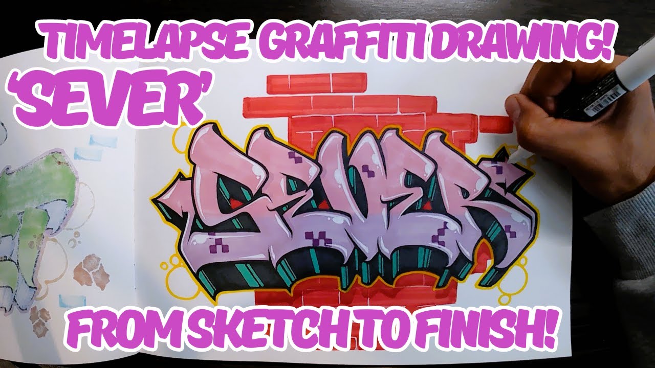 Timelapse Graffiti Sketch "SEVER" - YouTube