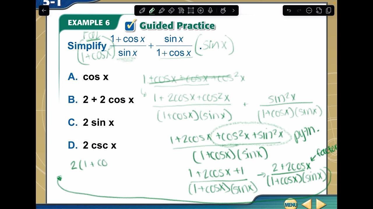 Trig Identities (Glencoe Precalculus) - YouTube