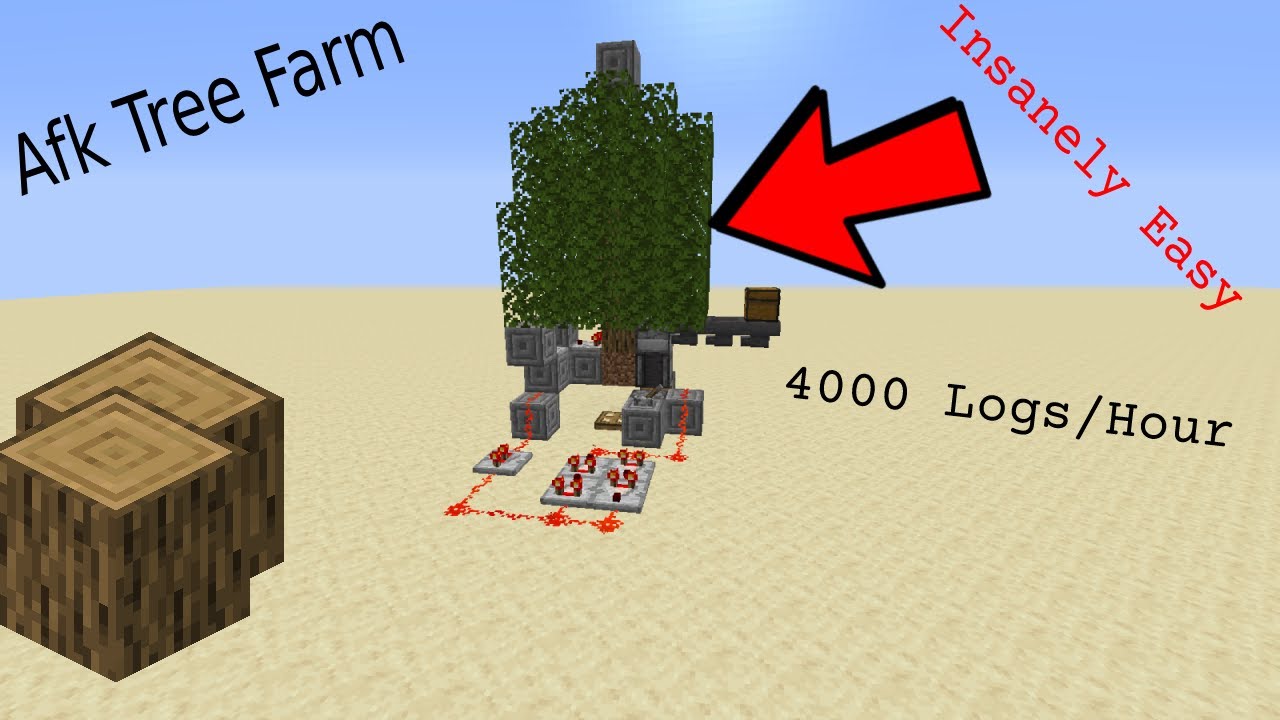 Easiest Afk Tree Farm Tutorial Minecrat 1.17 - YouTube
