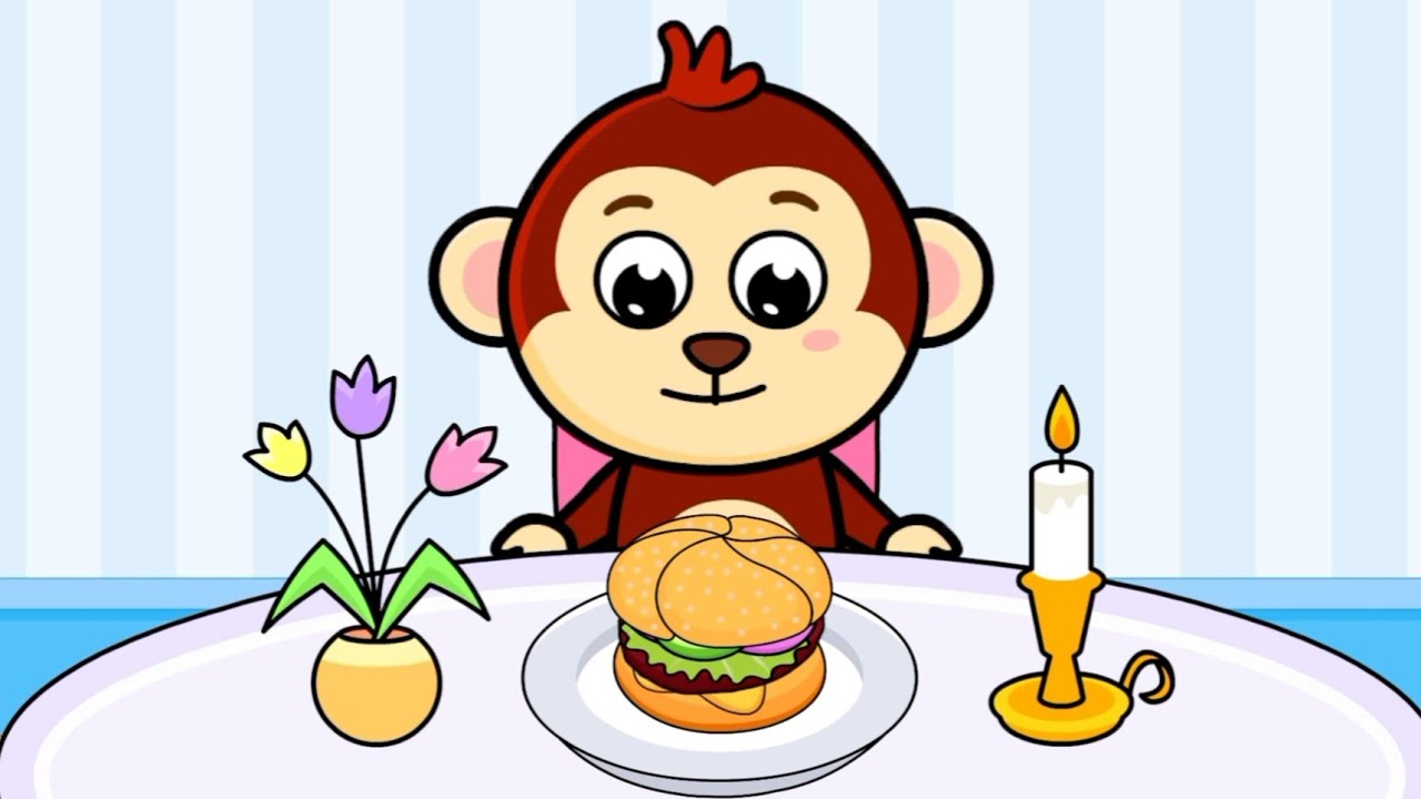 Play Fun Burger Cooking in the Kitchen - Monkey Eating Burger Cake ...