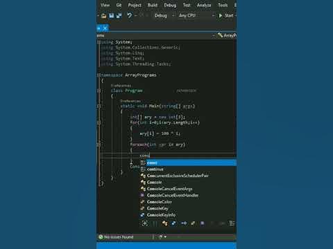 Array Program Using For Loop and Foreach Loop in C# - YouTube