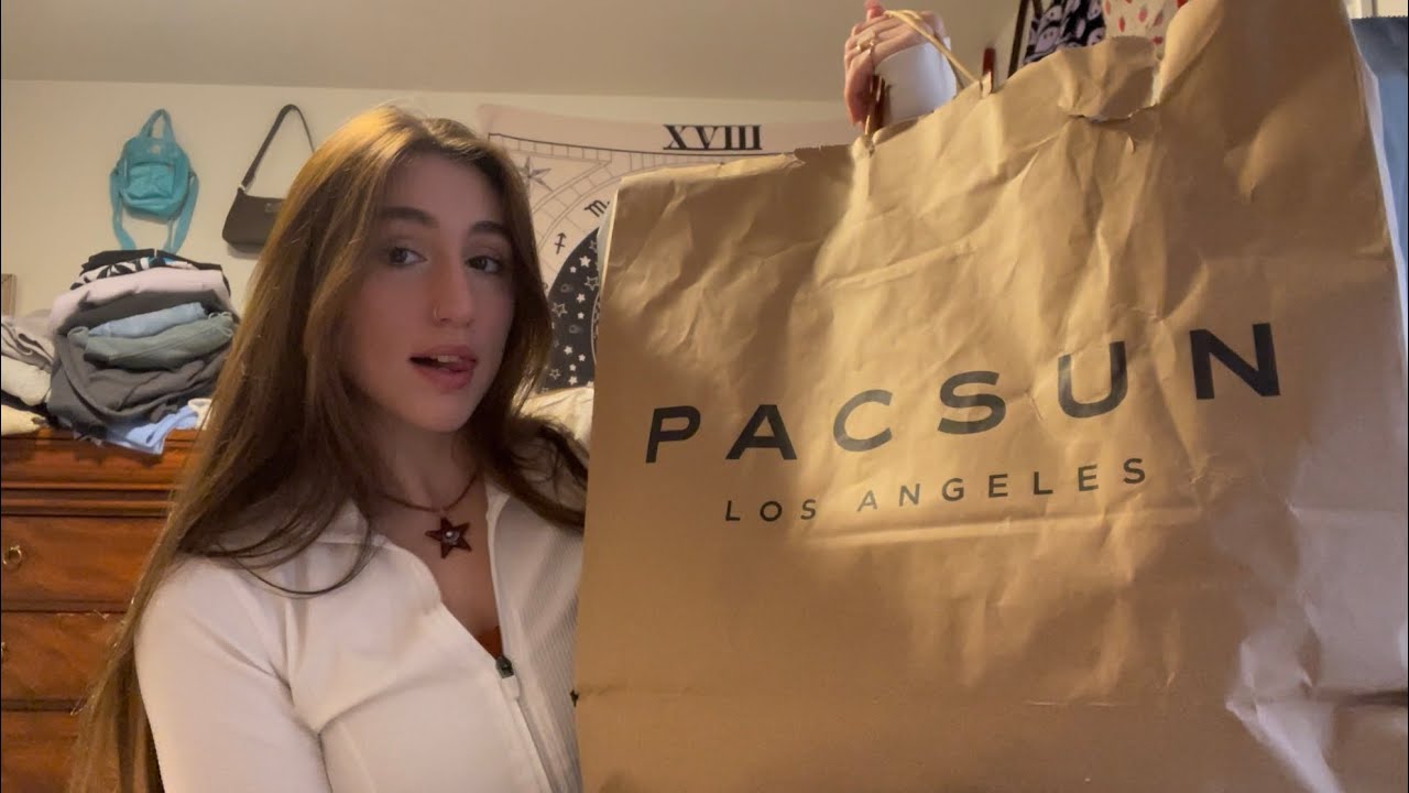 Asmr// tapping and scratching on a huge PacSun haul! (Whispered) - YouTube