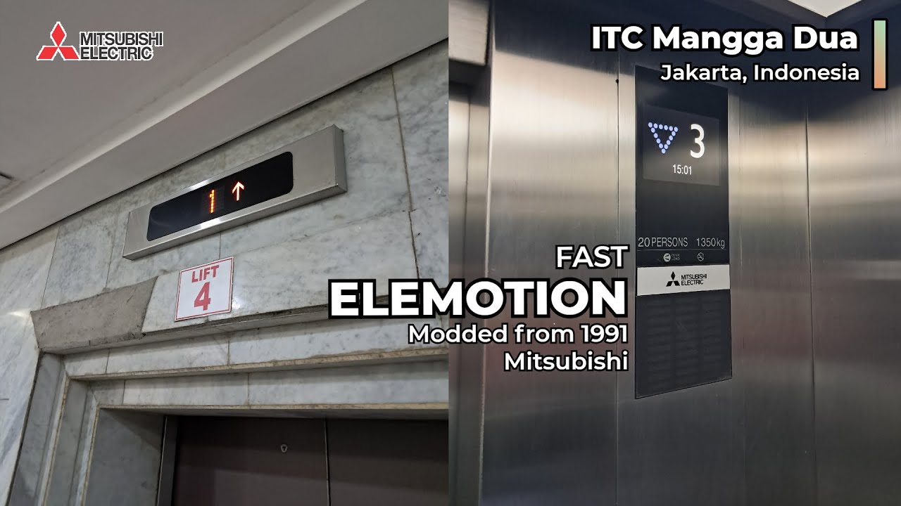 Mitsubishi (Mod) ELEMOTION Elevators - ITC Mangga Dua, Jakarta, ID (Tower) - YouTube