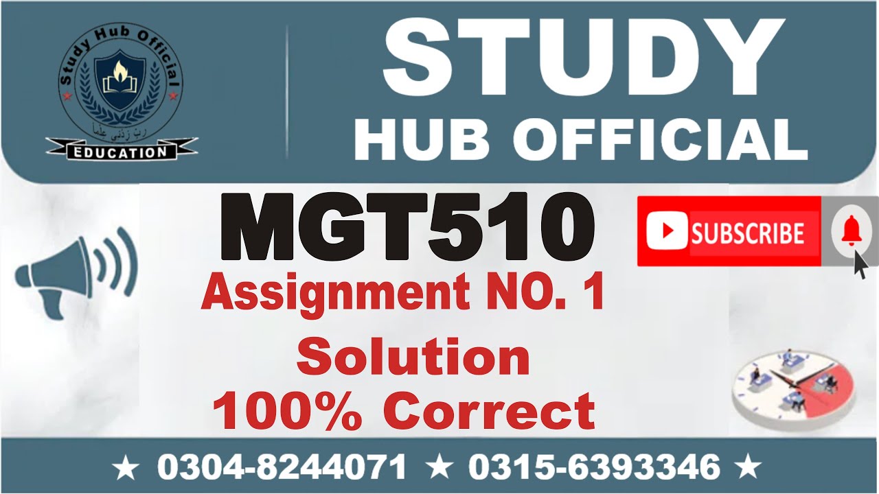 MGT510 Assignment 1 Solution Fall 2022, MGT510 Assignment 1 solution ...