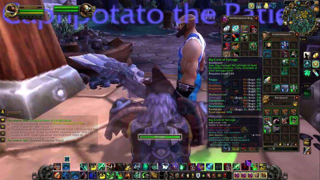 Opening Big Salvage Crates, Teebu's Blazing Longsword World of Warcraft ...