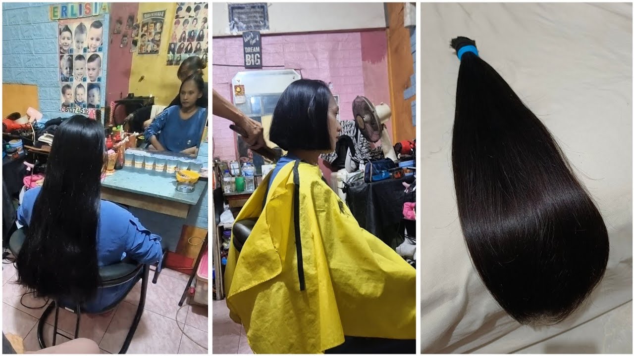 POTONG RAMBUT PANJANG BERKILAU JADI BOB PENDEK DAN REVIEW POTONGAN ...