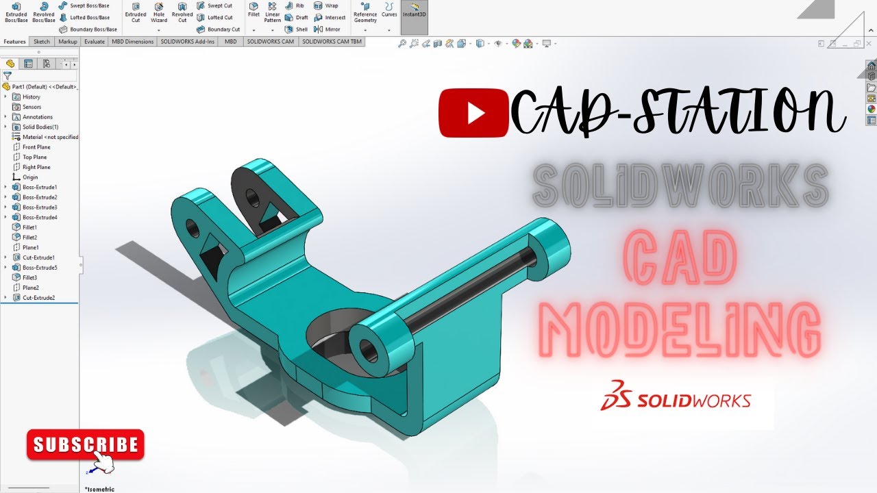 solidworks part modelling tutorial - YouTube