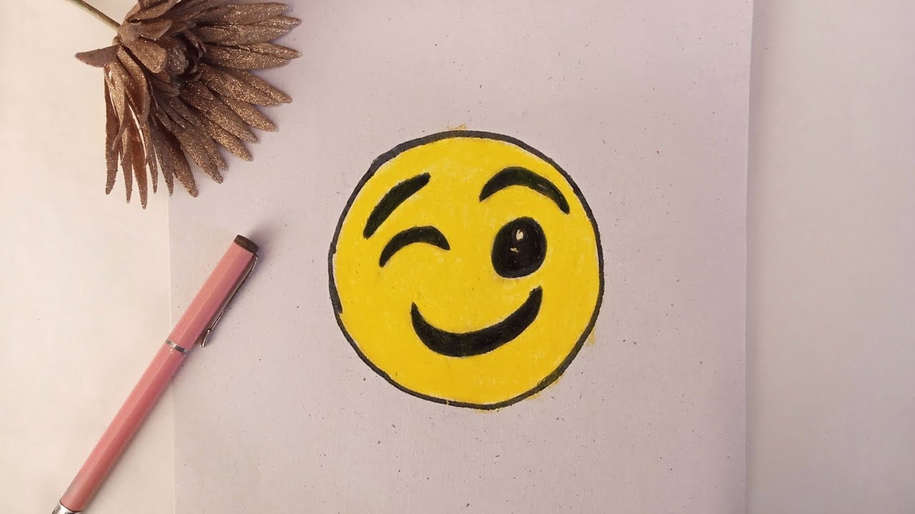 How to draw Wink Emoji😉 - YouTube
