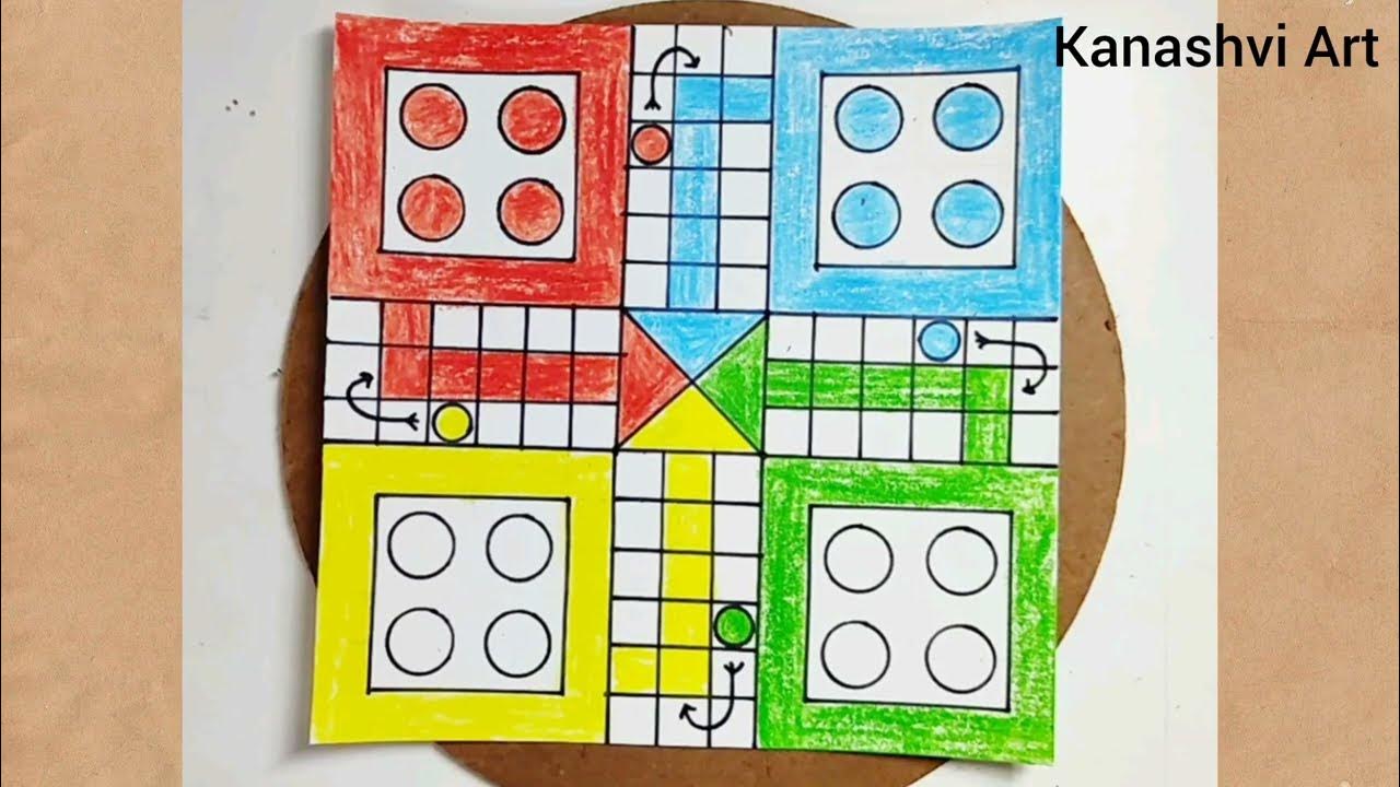LUDO board game drawing with measurement step by step/Making a ludo game board/Indoor game ...
