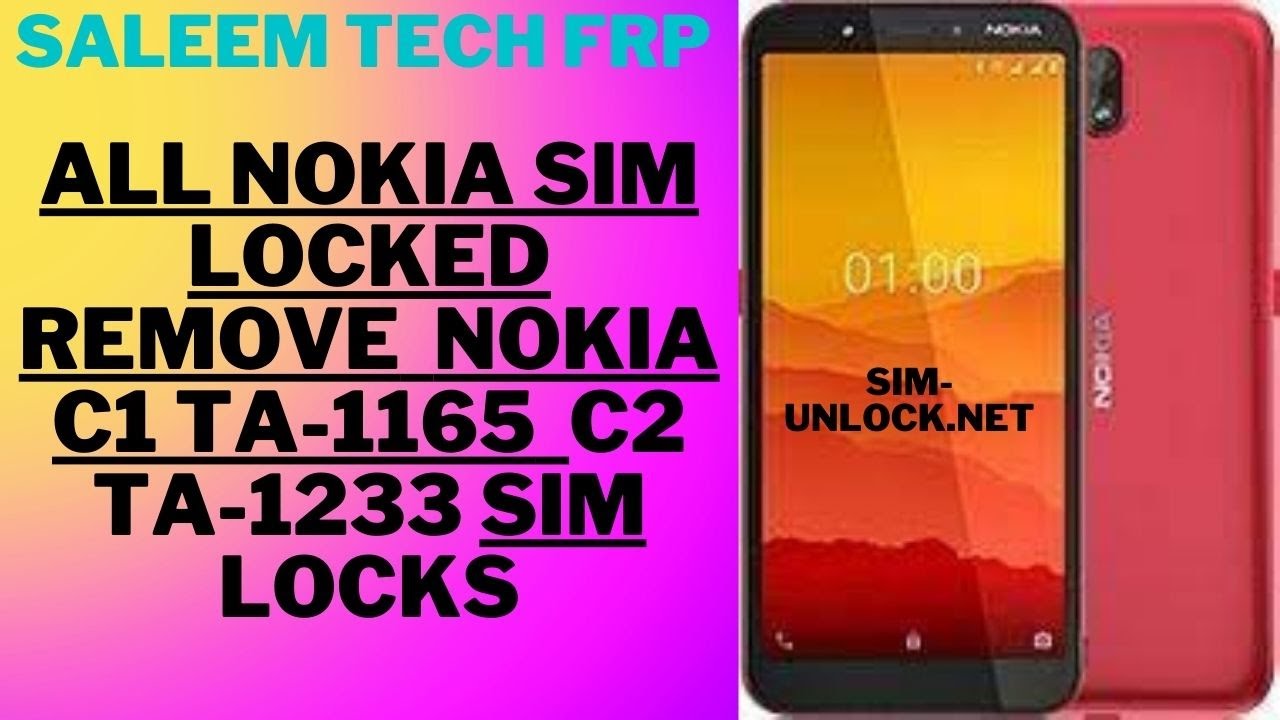 Nokia C1 TA-1165 SIM LOCLK NETWORK LOCK C2 TA-1233 Sim Lock Network ...