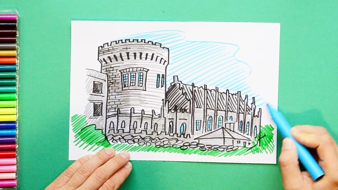 How to draw Dublin Castle, Ireland - YouTube