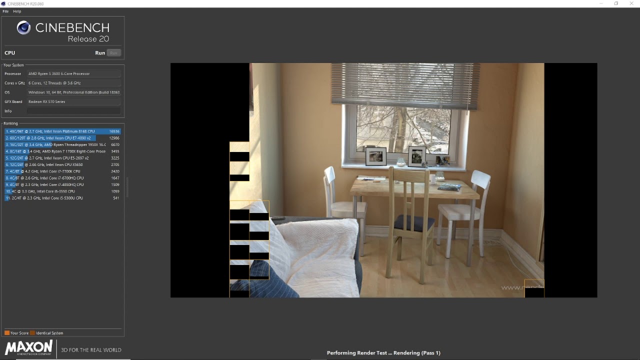 CINEBENCH R20 - RYZEN 5 3600 CON RX 570 - YouTube