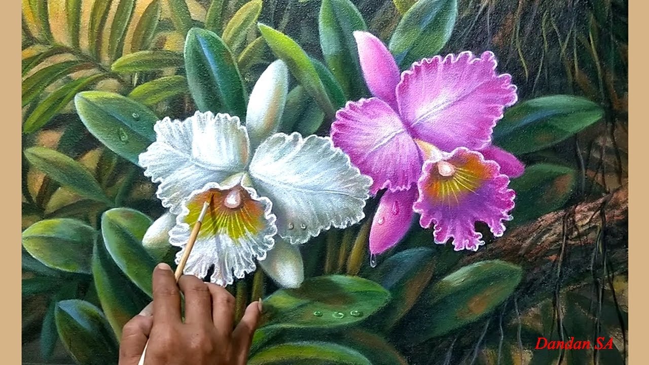 CARA menggambar - melukis Bunga Anggrek / How To Draw Orchid Flower By ...
